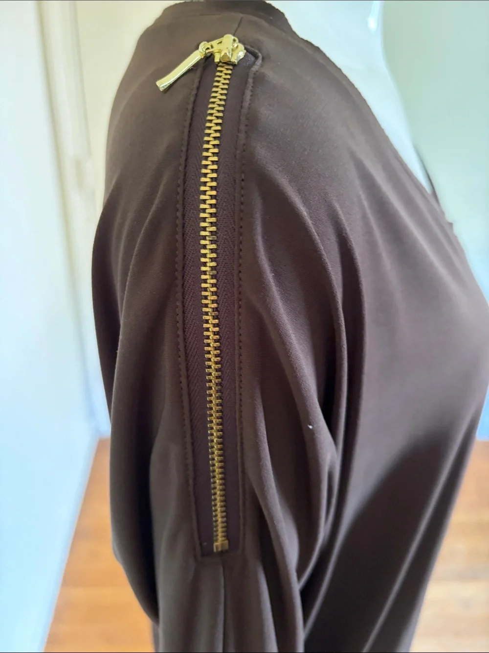 Chico's | Tops | Chicos Black Zippered Shoulder Vneck Dolman Sleeve Top ...